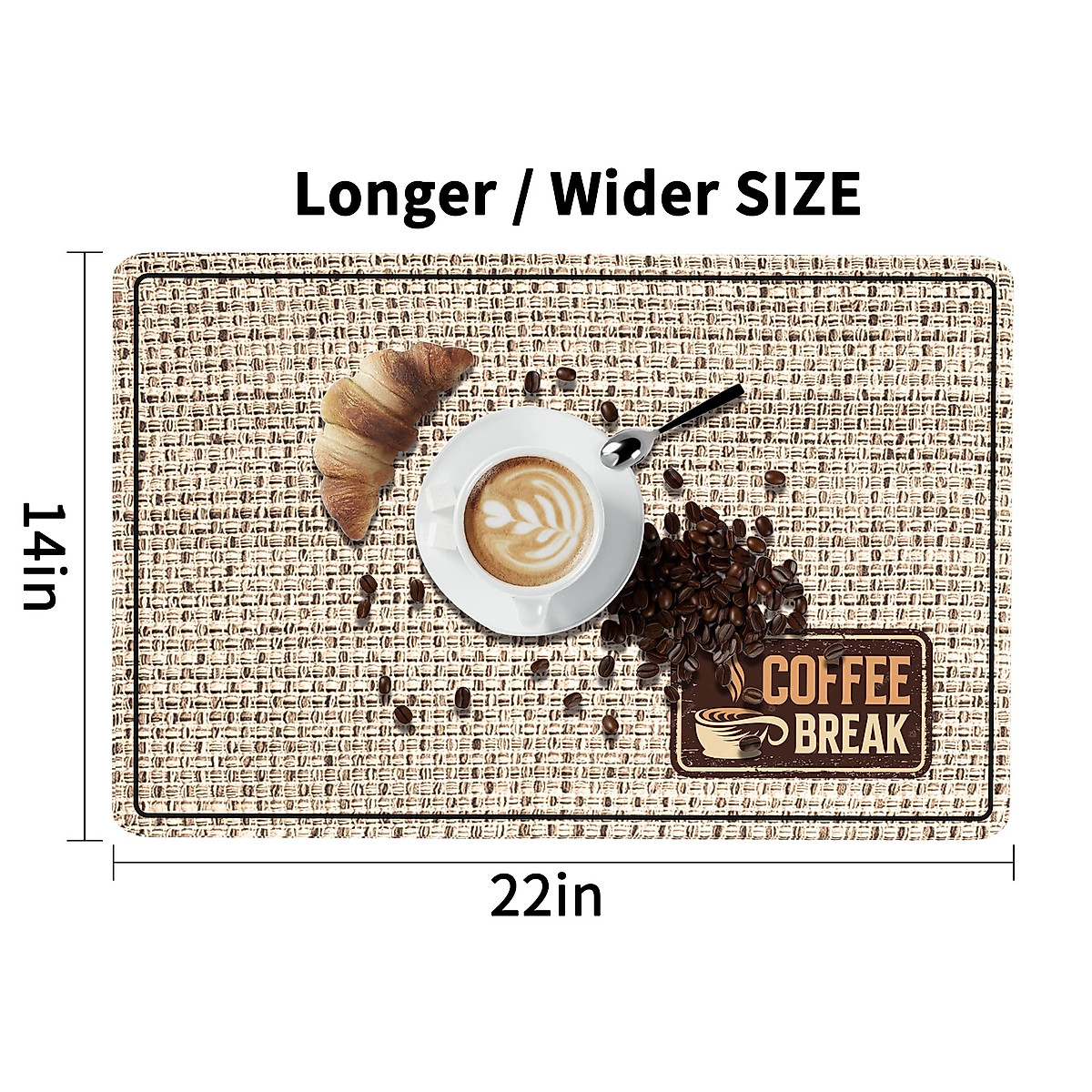 Herda Coffee Machine Mat, 22 * 14in Large Absorbent Coffee Bar Mat Quick Drying | No-Slip | Spill-Proof Coffee Bar Accessories for Espresso Machine Coffee Maker Coffee Pots on Kitchen Countertop