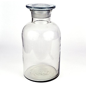 EISCO Labs Reagent Bottle, Soda Glass, Wide Neck with Stopper, 2000 mL