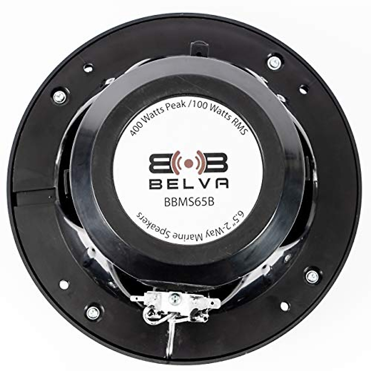 BELVA BBMS65B Pair of 6.5” 2-Way 400 Watt Peak Black Marine Coaxial Speakers for Marine/UTV/ATV/Motorcycle/Powersports