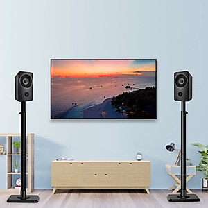 Mounting Dream Speaker Stands - Height Adjustable Speaker Stand for Vizio, Polk, JBL, Sony, Speaker Stands Pair with Wire Management (Holds up to11LBS Per Stand)