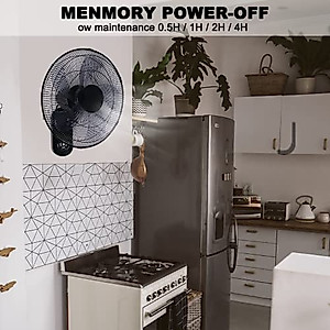 InfiniPower 18″ Blade Wall Mount Fan with Remote Control, 5 Blades Adjustable 3 Speed Wall Mount Fan for Indoor, Home, Office and College Dorm Use