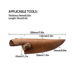 DONGKER Leather Knife Sheath, 5.5" Vertical Knife Holster w/Belt Loop for Blade Knife (No Blades)