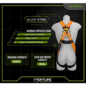 Frontline 100VMB Combat™ Economy Series Full Body Harnes (Universal) | OSHA and ANSI Compliant | Full Body Harness | Back d-ring | 3 points of adjustability | OSHA & ANSI Compliant