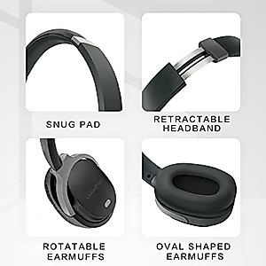 GoldenPlayer On Ear Bluetooth Headphones, 25 Hours Playtime Wireless Headphones with Microphone, HiFi Stereo Headphones with Swivel Earmuffs, Comfortable Headphones for Adults/Teens/Laptops (Black)