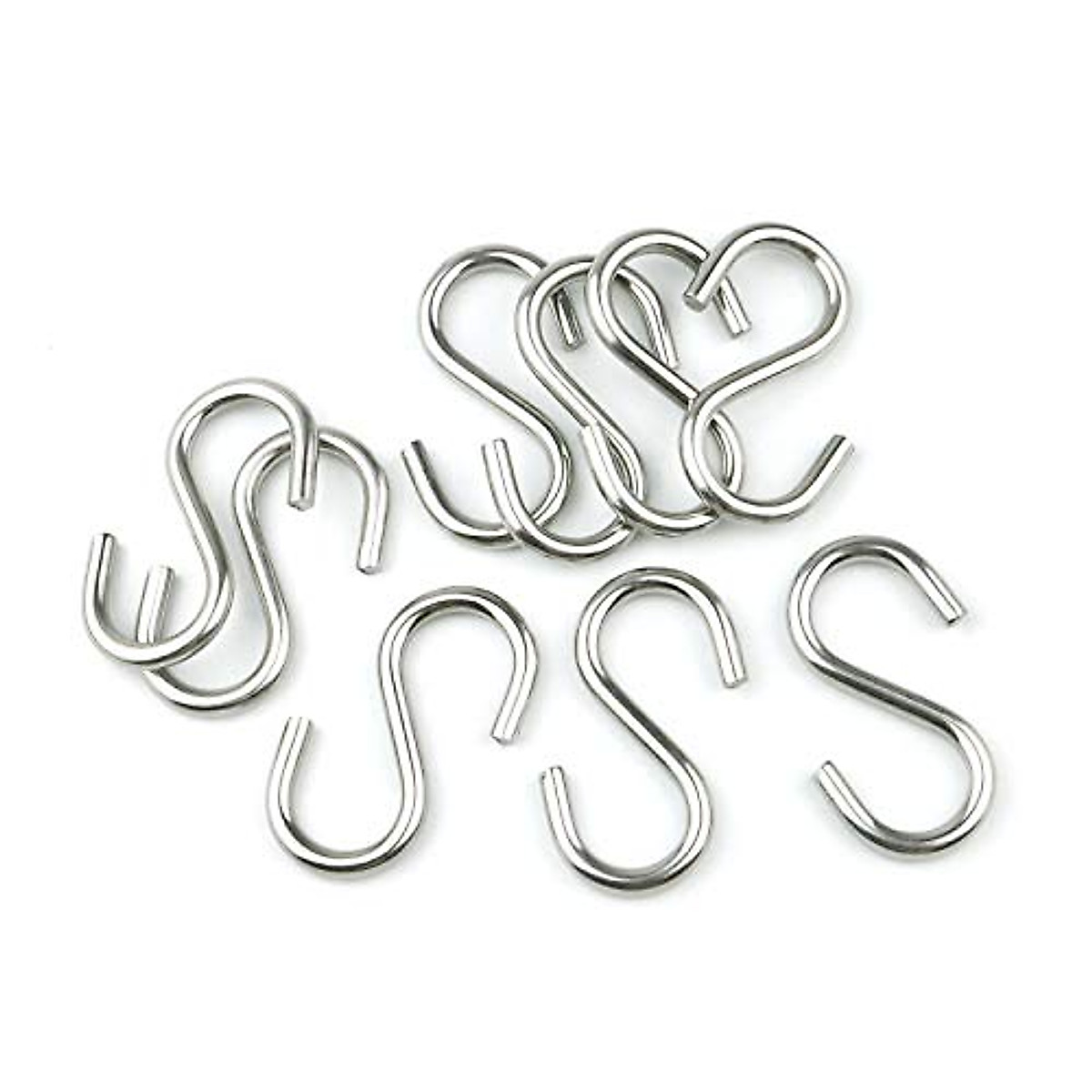 Hamineler 28 Pack 1.9 Inch Long 4mm Thickness 304 Stainless Steel S Shaped Hooks S Metal Hooks for Kitchen Spoon Pot,Work Shop, Bathroom, Garden Multiple