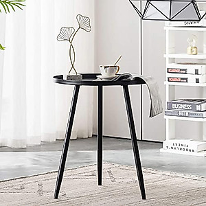 Apicizon 16" Round Side Table, Black End Table for Living Room, Bedside, Mid Century Modern Coffee Table or Circle Accent Table for Small Spaces, Metal Nightstand (Black)