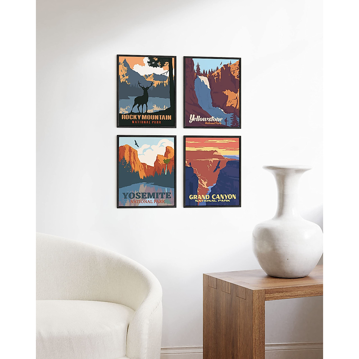 HAUS AND HUES Vintage National Park Posters Set National Parks Art Prints Nature Wall Art and Mountain Print Set Abstract Prints of Mountain Wall Art (11"x14", UNFRAMED)