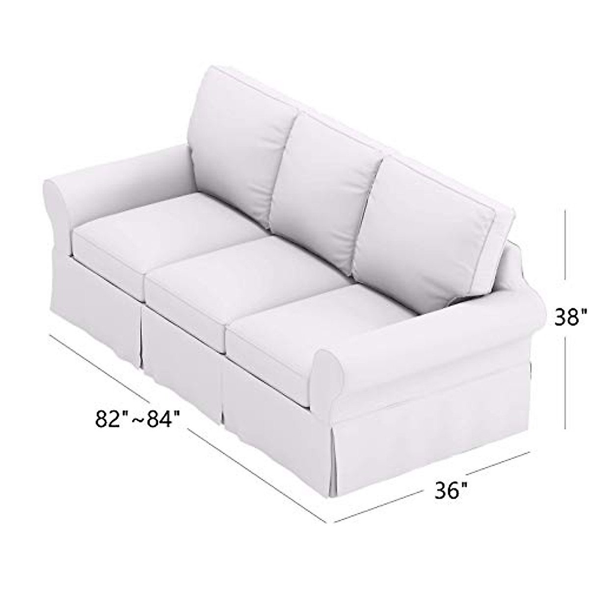 The Heavy Cotton Sofa Cover is 3 Seat Sofa Slipcover Replacement. It Fits Pottery Barn PB Basic Three Seat Sofa (Bright White Basic)