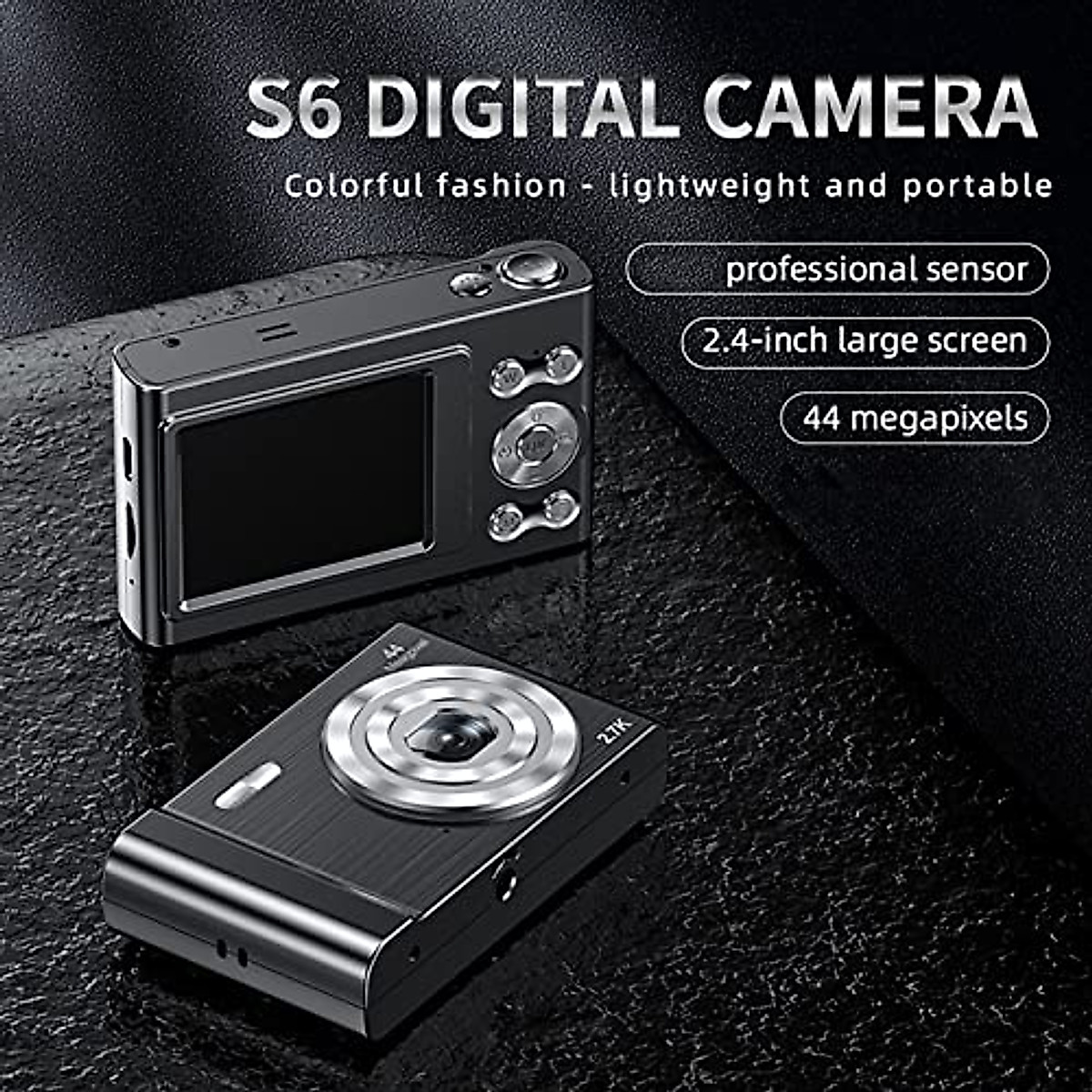 Saterkali Digital Recording Camera Easy to Operate Making Vlog Plastic Wear Resistant Digital -Compatible for Gifts Black