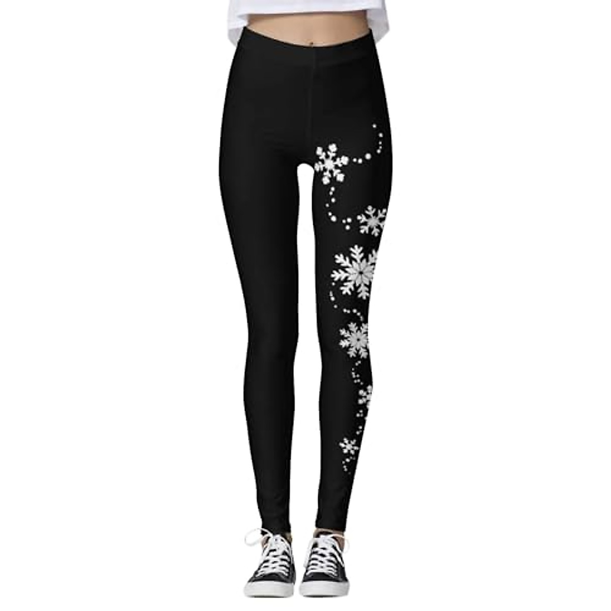 AMDBEL Womens Fall Leggings,Tops to Wear with Leggings, Women's High Waist Workout Leggings Christmas Printed Gym Tummy Control Yoga Pants