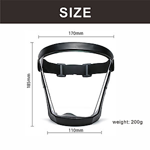 LINFON Super Protective Face Shield,Anti Fog Mask,Adult Clear Face Shield,Plastic Face Mask (black shield)
