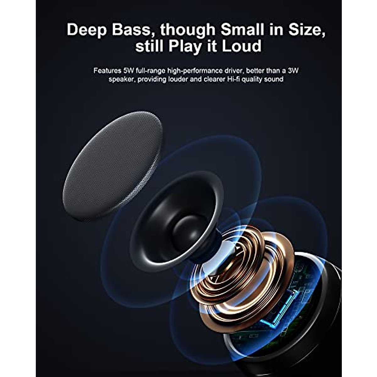 comiso Bluetooth Speakers with Stereo Sound, Punchy Bass Mini Speaker with Built-in-Mic, Hands-Free Call, Small Speaker with Brief Design. Portable Speaker for Hiking, Biking, Car, Gift, iPhone.