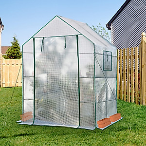 Greenhouses for Outdoors,Portable Walk in Greenhouse for Garden Plants That Need Frost Protection and Away from Pests,Animals(56"x55"x78")-White