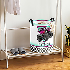 Laundry Basket, Laundry Hamper, Collapsible Laundry Baskets, Dirty Clothes Hamper, Waterproof Basket for College Dorm, Family 50L, Monster Truck For Boys