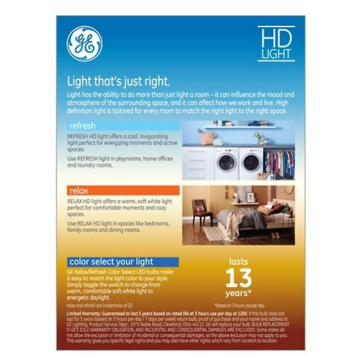 GE Lighting (4 Bulbs) GE Relax/Refresh LED A19 Color Select Light Bulb, Choose Either Soft White Relax or Cool White Refresh, Toggle Switch on Bulb, HD Light, 450 lumens, dimmable, Medium Base