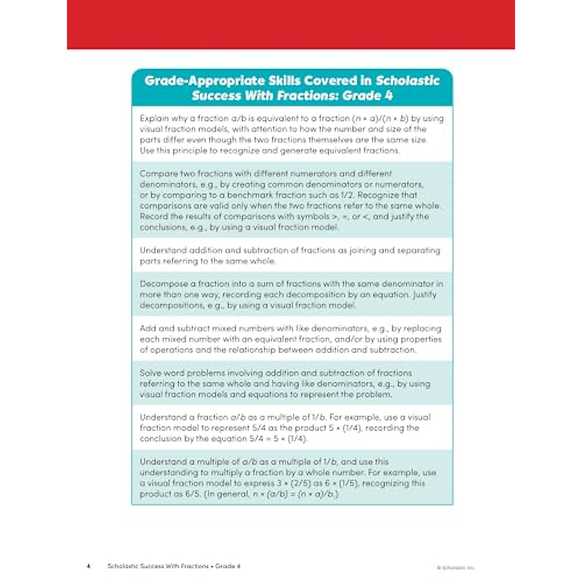 Scholastic Success with Fractions Grade 4 Workbook