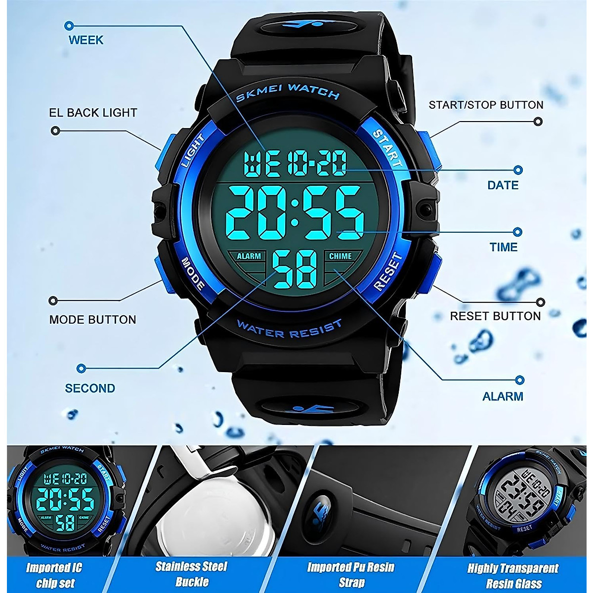 MJSCPHBJK Boys Digital Sports Watch, Kids Watch, Waterproof LED Alarm Calendar Analog Watches for Children