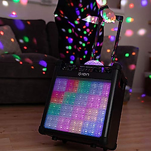 ION Audio Party Rocker Max - 100W Portable Wireless Bluetooth Speaker and Karaoke Centre with Rechargeable Battery, Party Light Display and Microphone