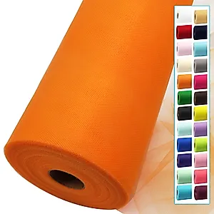 Orange Tulle Fabric Rolls 54 Inch by 40 Yards Tulle Bolt Spool for Wedding Decorations DIY Halloween Tutu Baby Shower Table Skirt Ceiling Decor Birthday Party Craft Supplies