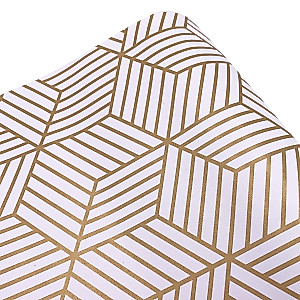 Yifely Golden Stripes Drawer Liner Self-Adhesive Shelf Covering Paper Waterproof Protect Furniture Countertop Surface 17.7 Inch by 9.8 Fee