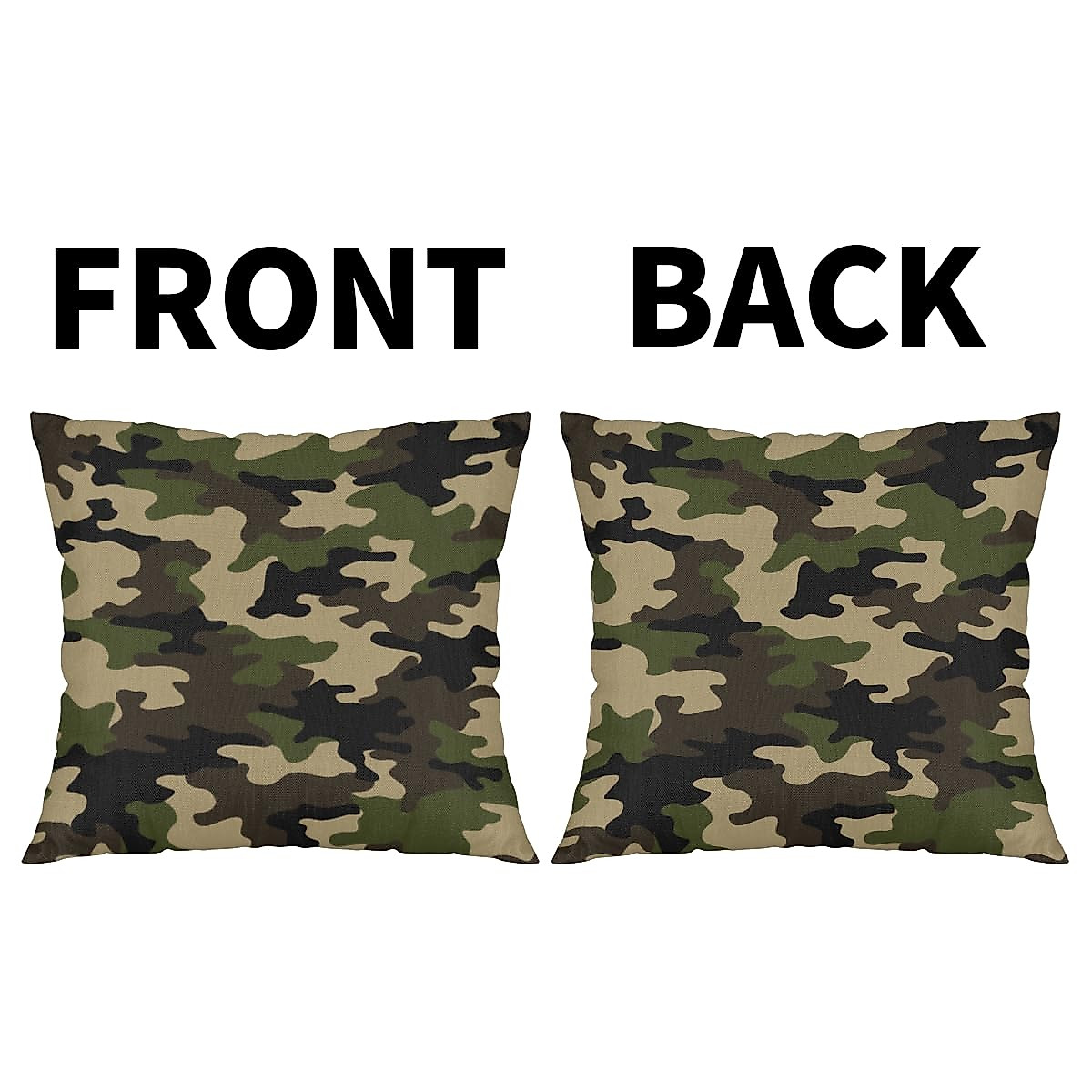 DOHOATU Pillow Covers 16x16 Set of 2, Camouflage Green Decorative Throw Pillow Covers Camo Print Pillowcase Farmhouse Cushion Cases for Sofa Couch Outdoor Home Decorations