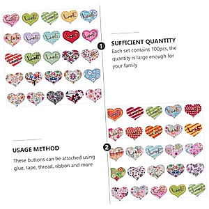 300 Pcs Wooden Heart Button DIY Accessories Printed Buttons Wooden Decors Beautiful Jewelry Buttons Clothing Fasteners Two-hole Buttons Wooden Clothing Buttons Unique DIY Props