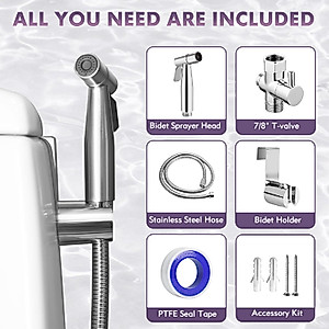 Handheld Toilet Bidet Sprayer, Stainless Steel Adjustable Water Pressure Jet Sprayer for Existing Toilets, Bathroom Bidet Attachment Sprayer Set for Feminine Hygiene Muslim Shower