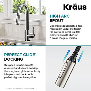 Kraus KTF-3104SFS Oletto Contemporary Single-Handle Touch Kitchen Sink Faucet with Pull Down Sprayer, 16 5/8 Inch, Spot Free Stain