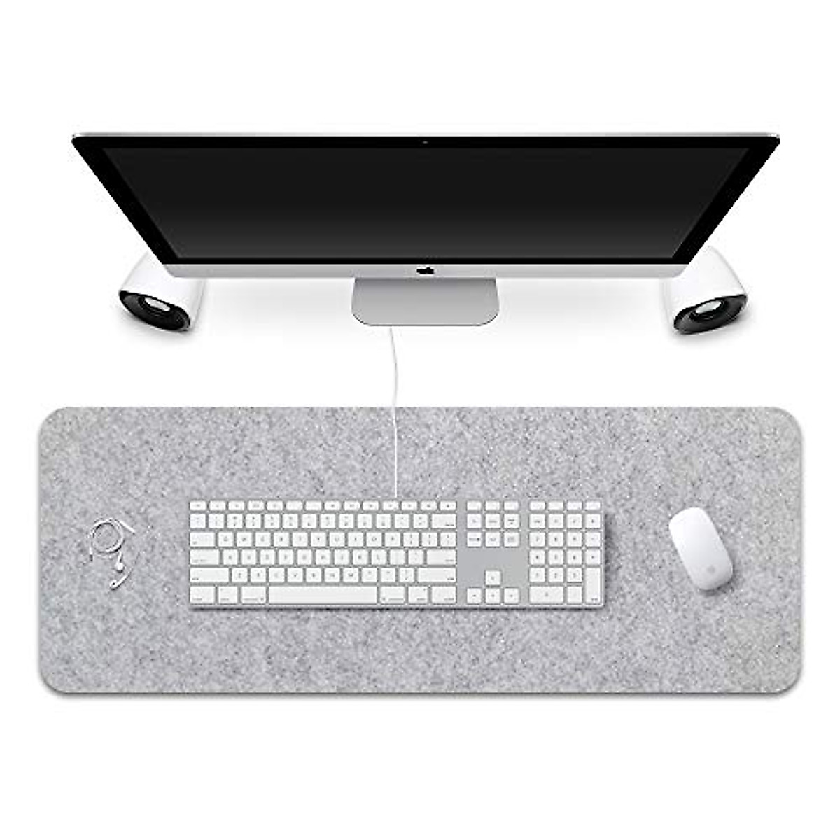 FireBee Extended Gaming Mouse Pad Non-Slip Desk Pad Protector Office Writing Mat Felt Base 0.12 Inch Thick (Light Gray)