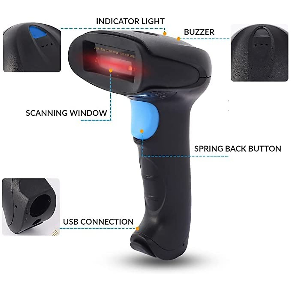 PETROSOFT SC-6300 1D/2D Cashier Barcode Scanner/Reader for Small to Medium-Sized Retailers with Tilting Stand for Hands-Free Scanning