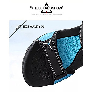 Asifn Men Women Leather Sandals Open Toe Adjustable Outdoor Hiking Walking Breathable Comfortable Summer Beach Blue(7.5 US Men