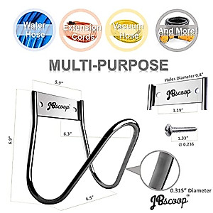 JBscoop Garden Hose Holder Stainless Steel Small Wall Mount Garden Hose Hook, Ideal for Water, Air, Hydraulic Hose, Ropes, Extension Cords Heavy Duty & Rust Proof, Size:6.3x7x6.3 Set of 1