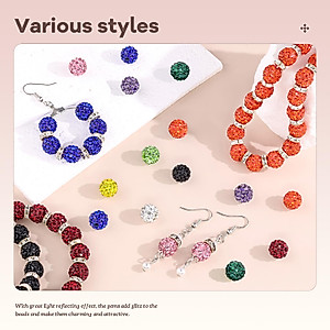 100 pcs 10mm Rhinestone Beads for Jewelry Making, 10 Mixed Colors Shiny Round Disco Ball Beads Bulk, Sparkle Crystal Clay Christmas for Bracelet Baseball Necklace Earring Crafting and DIY