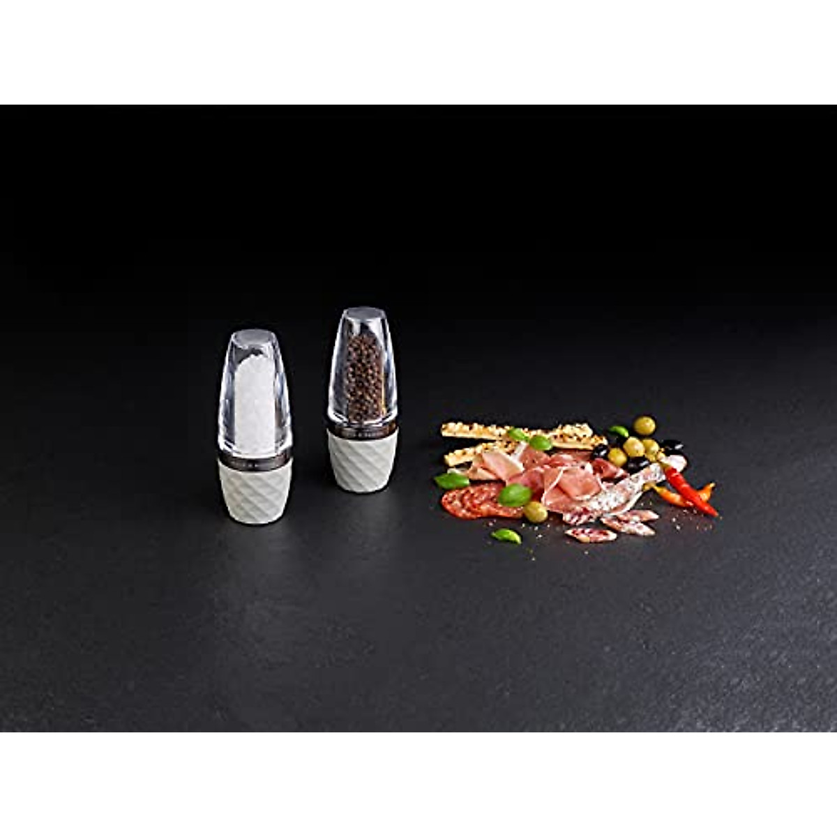 Cole & Mason H321806 City Salt and Pepper Mills | Precision+ Stemless | Concrete/Acrylic | 160 mm | Gift Set | Includes 2 x Salt and Pepper Grinders | Lifetime Mechanism Guarantee