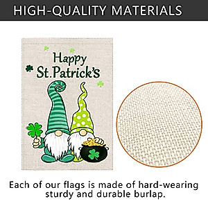 Mloabuc St. Patrick's Day Gnome Garden Flag Welcome Hat Lucky Yard Flag Farmhouse Double Sided Lattice Vertical Outdoor Decor 12 x 18 In