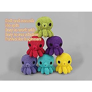 2x50g Easy Yarn for Crocheting and Knitting, Crochet Yarn for Beginners, Easy to See Stiches, Worsted Medium #4 Cotton Nylon Blended Yarn (Blue)