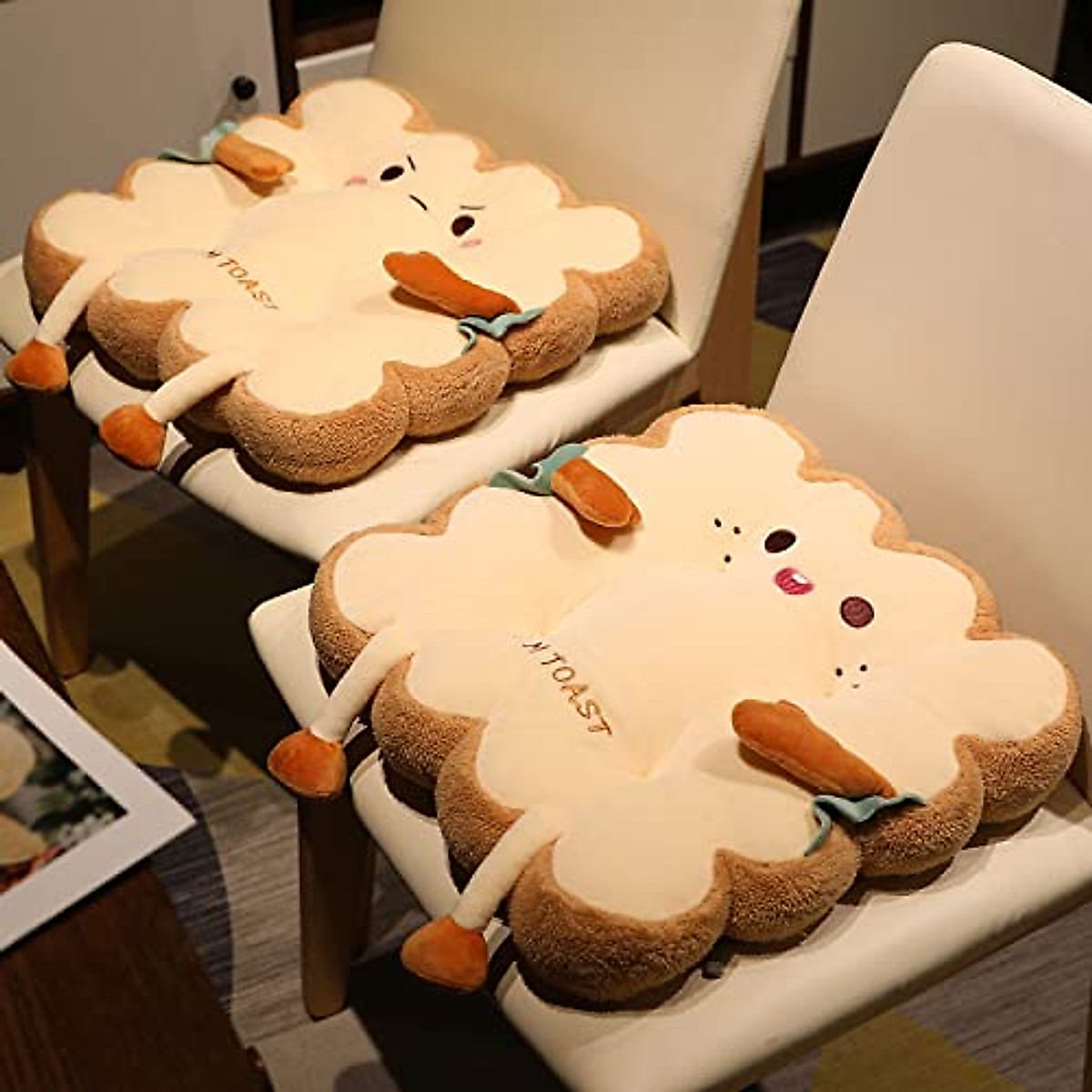 Toast Bread Pillow Cushion, Square Chair Cover Seat Cushion Pad Super Soft Floor Seat Pad for Bedroom, Chair Pads Cushion Plush Cushion for Office Kawaii Plush Toy Gift for Birthday, Christmas
