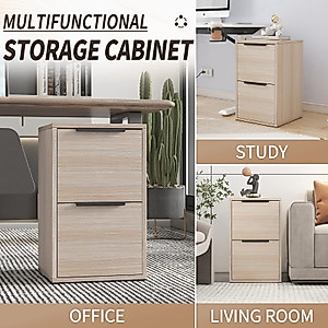 2 Drawer Wood File Cabinet,Vertical Wooden Storage Filing Cabinet for A4 or Letter Size,Under Desk Storage Cabinet for Home Office,Beige