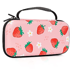Lokigo Carrying Case for Nintendo Switch/Switch OLED, Pink Nintendo Switch Case for Girls Boys, Portable Shockproof Switch Bag w/20 Game Card Slots for Switch Console Joy-Con & Accessories, Pink