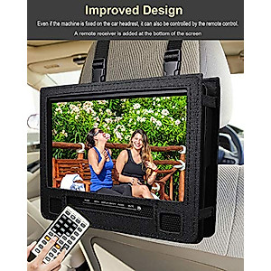 UEME Portable DVD Player for Car with 10.1" HD Swivel Display Screen, Car Charger, Support CD/DVD/SD Card/USB, Car Headrest Holder, Improved Button Design