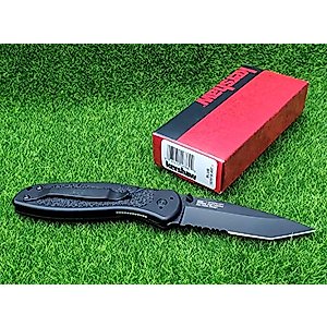 KERSHAW Black Tanto 40% Serrated Blur w/Black Anodized Aluminum Handle