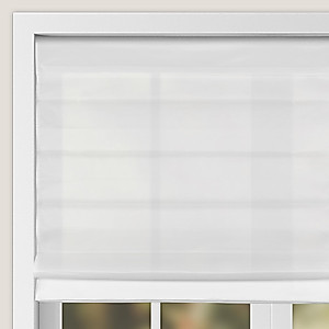 CALYX INTERIORS Fabric Roman Shade with White Backing, Light Filtering, Cordless, 35"W X 48"H, Cloud White