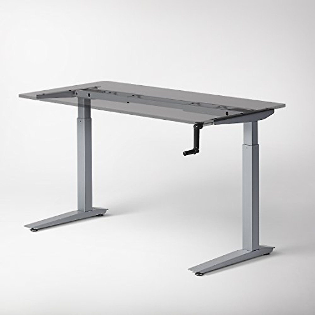 Fully Jarvis Crank-Powered Standing Desk Frame Only - Supports Tops from 48" to 70" Wide and 30" deep (Not Included) - Adjustable Height from 27.5" to 46" Without Top (Silver Frame)