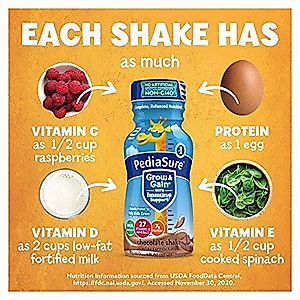 PediaSure Grow & Gain with Immune Support, Kids Protein Shake, 27 Vitamins and Minerals, 7g Protein, Helps Kids Catch Up On Growth, Non-GMO, Gluten-Free, Chocolate, 8 Fl Oz (Pack of 24)