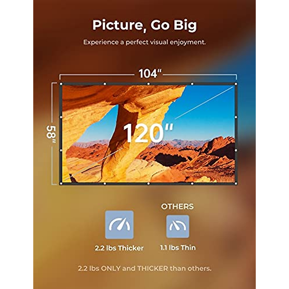 Video Projection Screen, Outdoor Projector Screen 120 inch 16:9 4K HD Foldable & Portable Outdoor Projection Screen, Support Front & Rear Projection for Home Theater Camping Backyard Movies