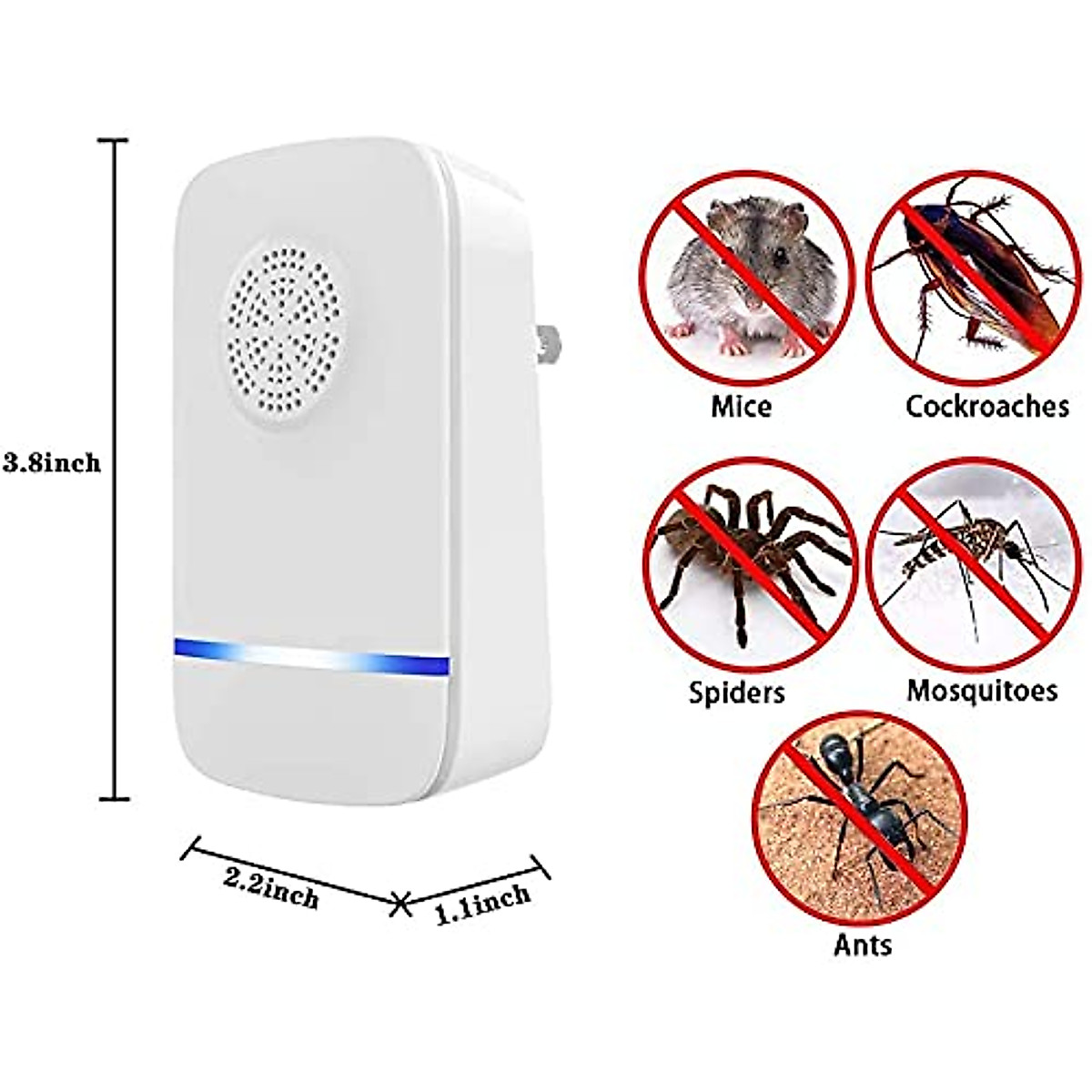 MAIKAILUN 2 Pack Mouse Repellent Ultrasonic Indoor, Bug Repellent, Mice Repellent Plug-ins, Mosquito Roach Bed Bug Ant Insect for Attic Warehouse Indoor Home