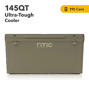 RTIC 145 QT Ultra-Tough Cooler Hard Insulated Portable Ice Chest Box for Beach, Drink, Beverage, Camping, Picnic, Fishing, Boat, Barbecue, Olive