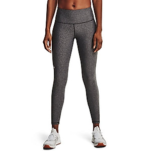 Under Armour Womens HeatGear Armour High No-Slip Waistband Pocketed Leggings , Charcoal Light Heather (019)/White , Small