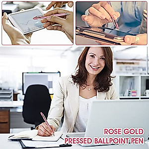 Cobee® Rose Gold Ballpoint Pens with Stylus Tip, 10 Pcs 1.0mm Retractable Ball Point Pens Black Ink Metal Pen Medium Point Writing Pen Stylus Pen for Touch Screens School Office Gift Supplies