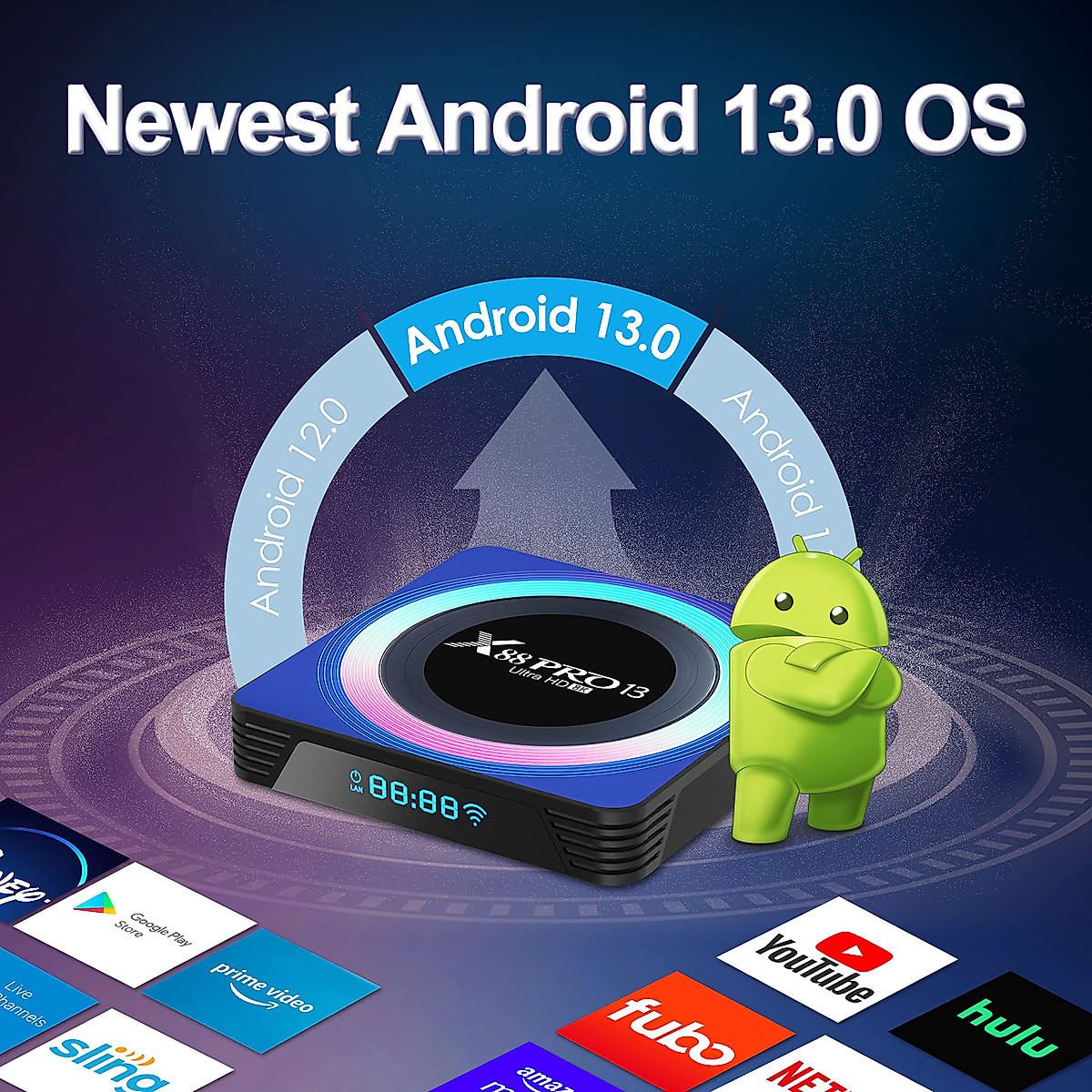 EASYTONE 2025 Android TV Box 13.0, Android Box 2025 4GB 64GB RK3528 Quad Core Support WIFI6 2.4/5.8G WiFi BT5.0 Ethernet 3D 8K/6K TV Box Android 13 with Mini Wireless Keyboard